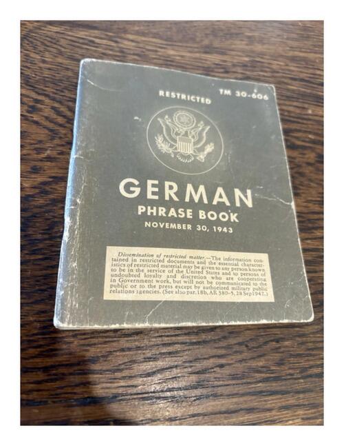 German Phrase Book. WWII 1943 restricted military use War Dept Antique ...