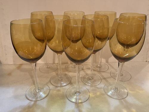 Vintage Amber Colored Wine/Water Goblets W/Clear Stems Set of 9 for $25 ...