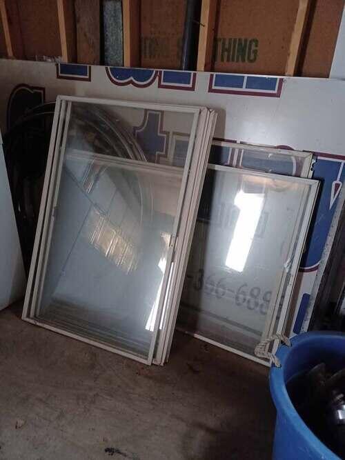 5 Pieces of glass Windows with aluminum edging- See Sizes below-$10 ...
