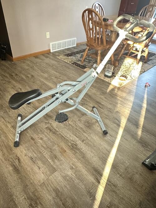 Squat row and ride exercise machine with adjustable resistance and ...