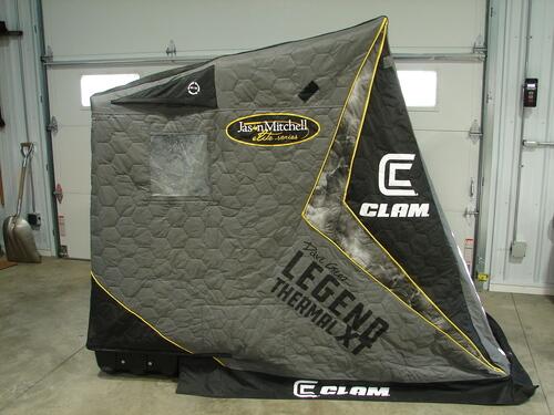 CLAM-JASON MITCHELL THERMAL LEGEND XT ICE SHELTER with ACCESSORIES ...
