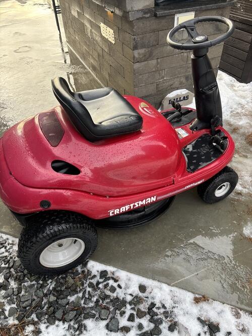 Craftsman riding mower with bagger under the hood $300 (cash only and ...