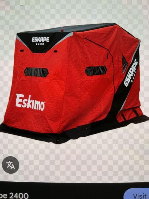 Pending sale. Eskimo Eskape 2400 insulated sled fishing shelter flip ...