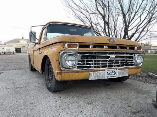 66 Ford pickup on 2007 Police interceptor chassis. 4.6 with headers ...