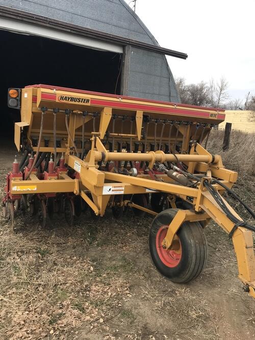 Haybuster 107C drill 10 feet wide. Its small and light works really ...
