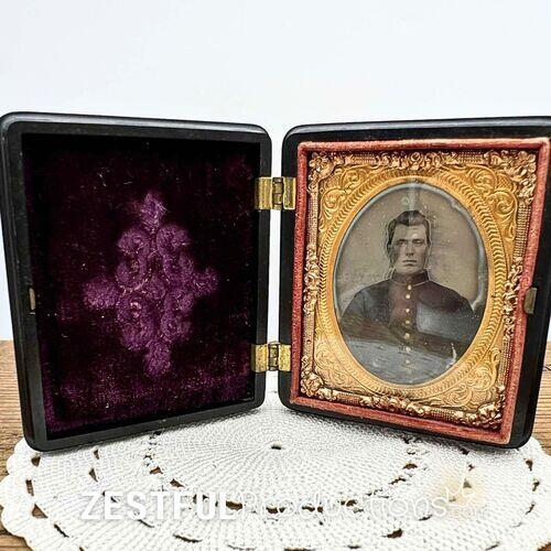 Civil War Ambrotype Union Soldier 1/6 Plate Photograph in Thermoplastic ...