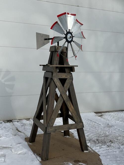 Windmill, base is 32 inches between legs, fan is 30 inches, wood ...