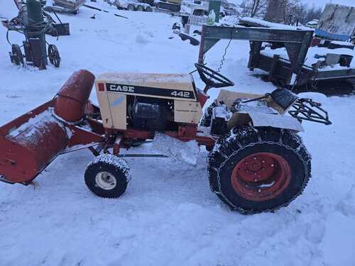 Case 442 garden tractor with single stage snow blower. Engine runs good ...
