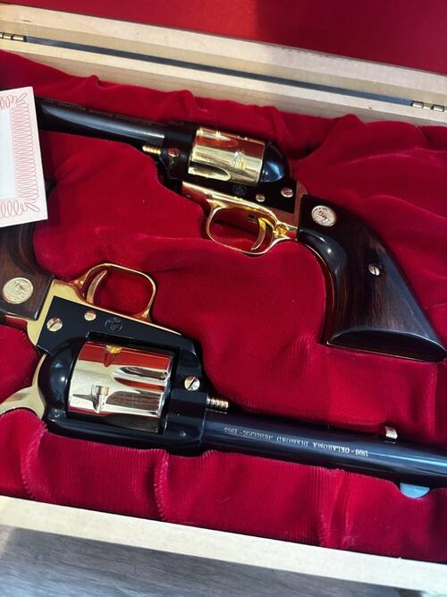 Pair of Oklahoma Diamond Jubilee Colt Frontier Revolvers. Original ...