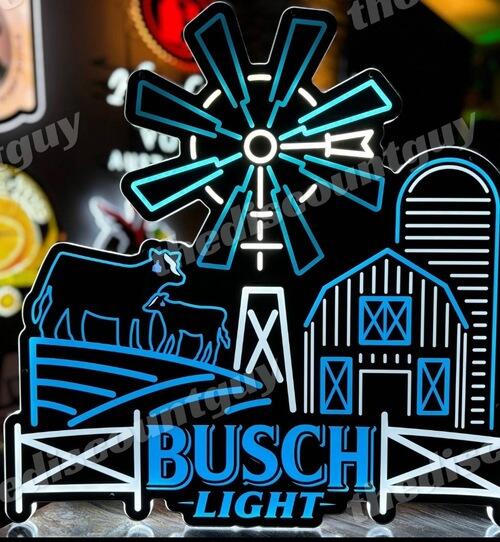 New Busch Light Beer Animated Windmill Farm LED Sign | Driscoll, ND